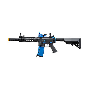 Lancer Tactical Gen 2 M4 SD Blue Carbine Combo Airsoft AEG Rifle with Red Dot Sight (9.6v Nimh Battery, Charger, 1000 Rounds 0.20g BBS Included)