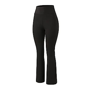 LAWOR Women's Bootcut Yoga Pants High Waist Stretch Flare Leg Leggings Tummy Control Bootleg Workout Pants Active Pants Going Out Black