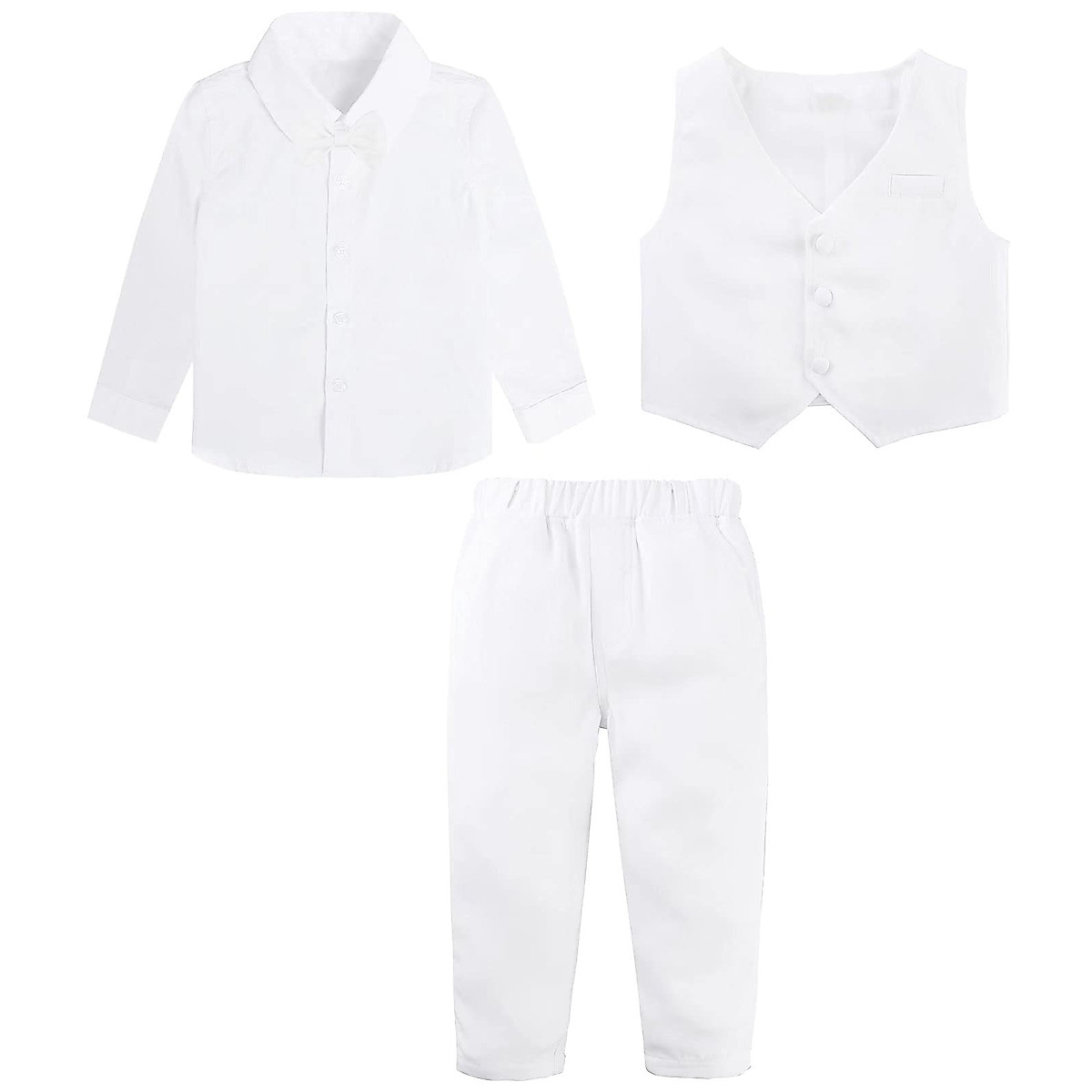 A&J DESIGN Toddler Boys White Suit Christening Baptism Outfit Tuxedo Vest Set 2-3T