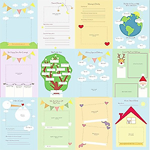 Baby Memory Book w/Keepsake Box & 30 Monthly & Baby First Milestone Stickers - Gender Neutral First Year Scrapbook Journal - Baby Photo Album for Boys & Girls