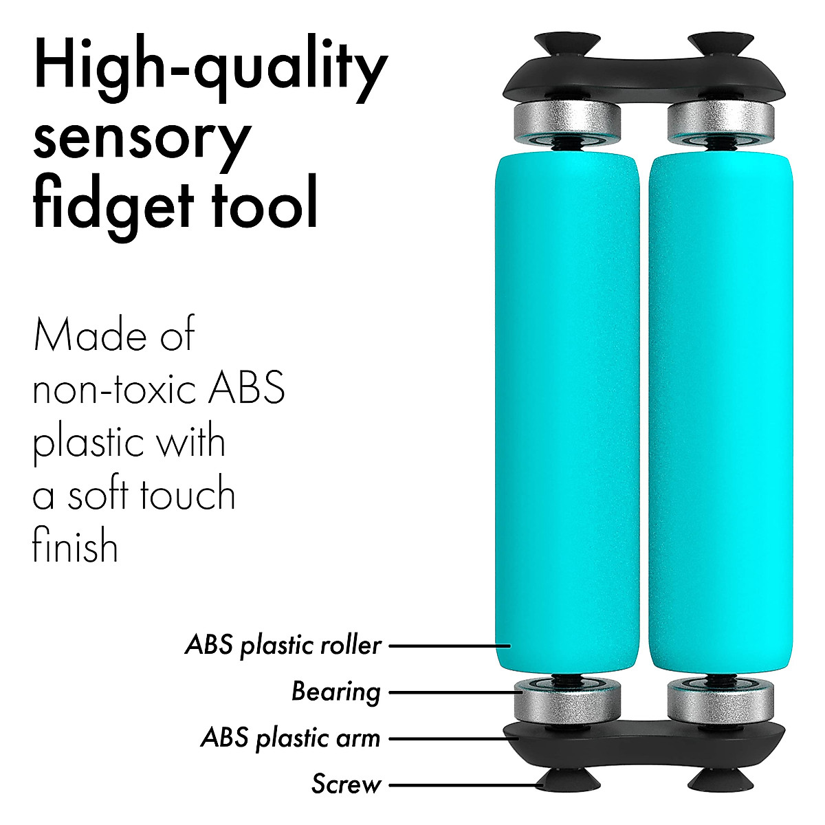 ONO Roller - Handheld Fidget Toy for Adults | Help Relieve Stress, Anxiety, Tension | Promotes Focus, Clarity | Compact, Portable Design (Junior Size/ABS Plastic, Teal)