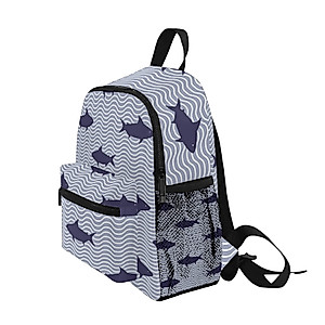 GEDAKO Kids Backpack School Bookbag Rucksuck Color for Toddler Elementary Boy Girls Students Age 3-7 (Stripes Waves Sharks)…