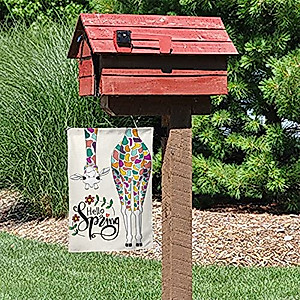 Spring Garden Flags 12x18 Double Sided Giraffe Welcome Spring Yard Flag for All Seasons Lawn Sign Outside Garden Yard Lawn Patio Decor