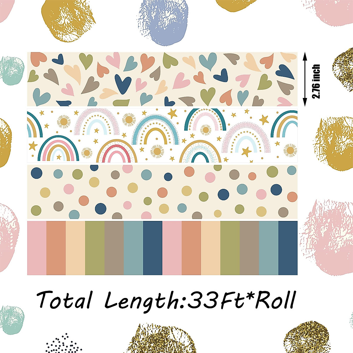 Boho Bulletin Board Borders Bulletin Classroom Rainbow Hearts Border ...