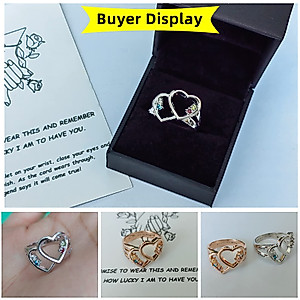 ORFANDE Personalized Mother Rings for Women with 2-8 Simulation Birthstones Custom Heart Birthstone Rings Customize Names Engraved Family Rings for Mothers Day, Brass, Cubic Zirconia