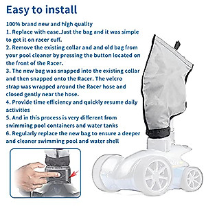 360240 Racer Pool Cleaner Debris Bag Kit/with Hook & Loop Fastener, for Pentair Racer 360228 & Racer LS 360330 Kreepy Krauly Automatic Pool Vacuum Cleaner Replacement Parts (1 Pack)