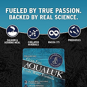 Annamaet Grain-Free Aqualuk Cold Water Fish Formula Dry Dog Food, (Salmon & Herring), 5-lb Bag