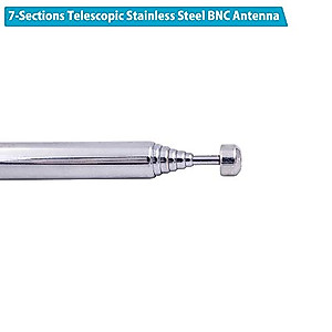 Fancasee (2 Pack) BNC Radio Antenna with BNC Male Plug Jack Connector Adapter Telescopic Stainless Steel HF VHF UHF BNC Antenna for Portable Mobile Handheld Radio Scanner Police Scanner Receiver