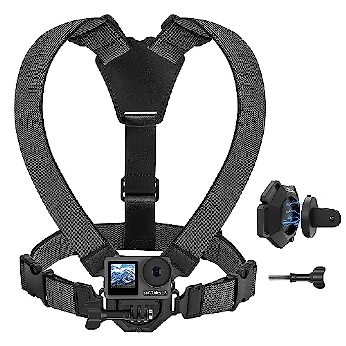 Tomat Osmo Action 3 Camera Mounts and Clamps Accessories Set for DJI OSMO Action Camera,Compatible for Insta360 X3/X2/One R/RS for GoPro Hero Series (Chest Strap)