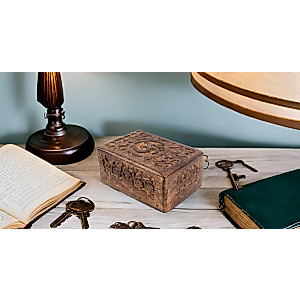 Great Birthday Gift Ideas Handmade Decorative Wooden Jewelry Box Jewelry Organizer Keepsake Box Treasure Chest Trinket Holder Watch Box Storage Lock Box 6 x 4 Inches Housewarming Gift Ideas Men Women