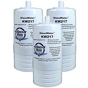 KleenWater Granular Carbon Chlorine Replacement Water Filter Compatible With Aqua-Pure AP217/Aqua-Pure AP200 Water Filter System, Set of 3, Includes replacement O-ring Qty(1)