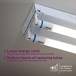 Philips LED InstantFit 4-Foot T8 Tube Light Bulb 1800-Lumen, Cool White (4000K), 16W=32W, Medium Bi-Pin G13 Base, 8-Pack