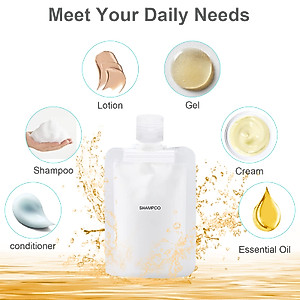 Kitchen GIMS 15 PCS Travel Pouches for Toiletries Travel Containers TSA Approved Refillable Squeeze Pouch for Shampoo Conditioner Cosmetics (30ml/50ml/100ml)