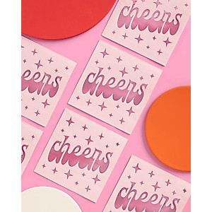 xo, Fetti Cheers Napkins - 3-ply, 50 pcs | Bachelorette Party Decorations, Birthday Party Decor, Baby Shower Supplies, Bridal Tableware