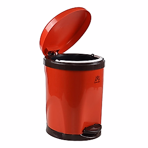 Afromy Small Bathroom Trash Can with Lid Soft Close, Step Pedal, 1.8 Gallon Garbage Can with Removable Inner Bucket, Red