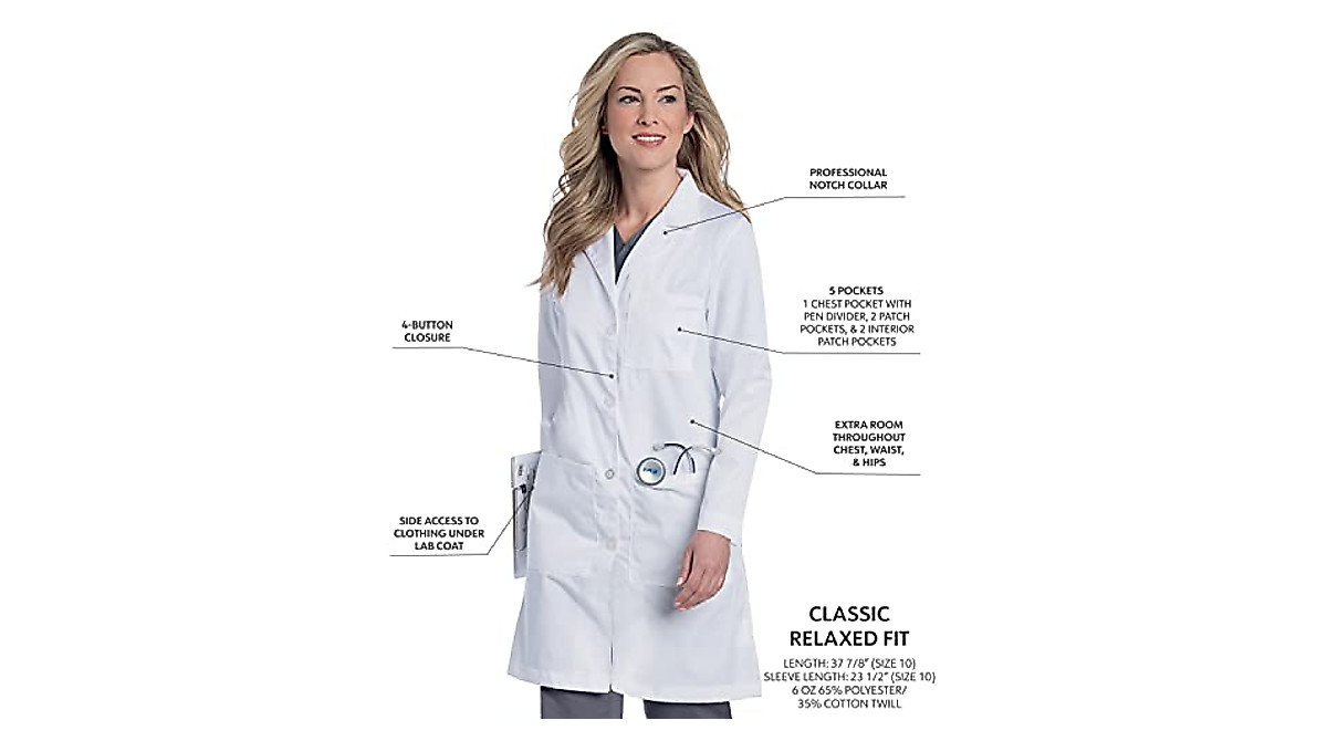 Landau Women's Relaxed Fit Medical Lab Coat - Durable & Stylish
