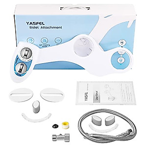 YASFEL Bidet Toilet Seat Attachment - Fresh Water Non-Electric Bidet Toilet Seat Attachment w/Self-cleaning Nozzle and Easy Water Pressure Adjustment, Bidet Toilet Seat Attachment (Blue White)