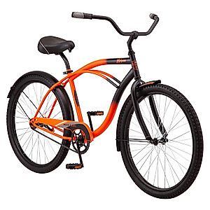 Kulana Lakona Shore Adult Beach Cruiser Bike, 26-Inch Wheels, Single Speed, Orange/Black