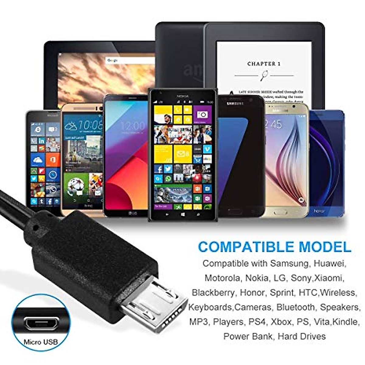 Dericam 5V 1A Micro USB Wall Charger, Android Charger Cable, 5 Volt 1000mA AC to DC Power Adapter for Charging of Android Smartphone/Kindle Fire, Security Camera, 5ft/1.5M Power Cord, US Plug(Black)