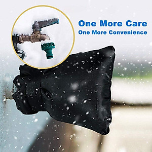 Outdoor Faucet Cover for Winter - Pro 7.1"W x 10.6"H Outdoor Water Faucet Cover Socks for Winter Freeze Protection Pipe Insulation Reusable Waterproof Insulated Spigot backflow Cover,Black