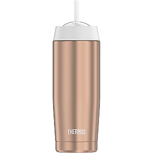 Thermos 18-Ounce Vacuum Insulated Cold Cup with Straw (Rose Gold)