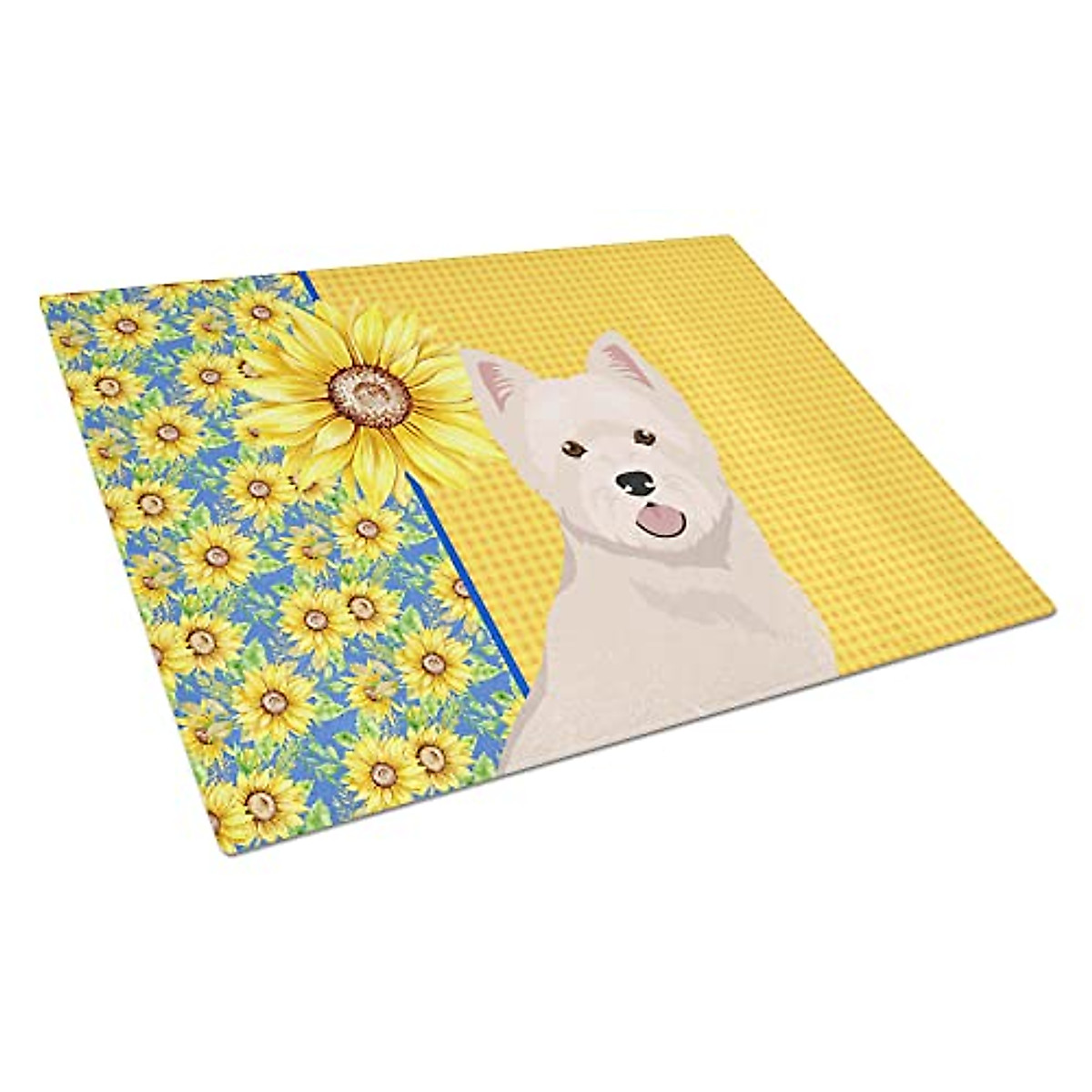 Caroline's Treasures WDK5500LCB Summer Sunflowers Westie West Highland White Terrier Glass Cutting Board Large, 12H x 16W, multicolor