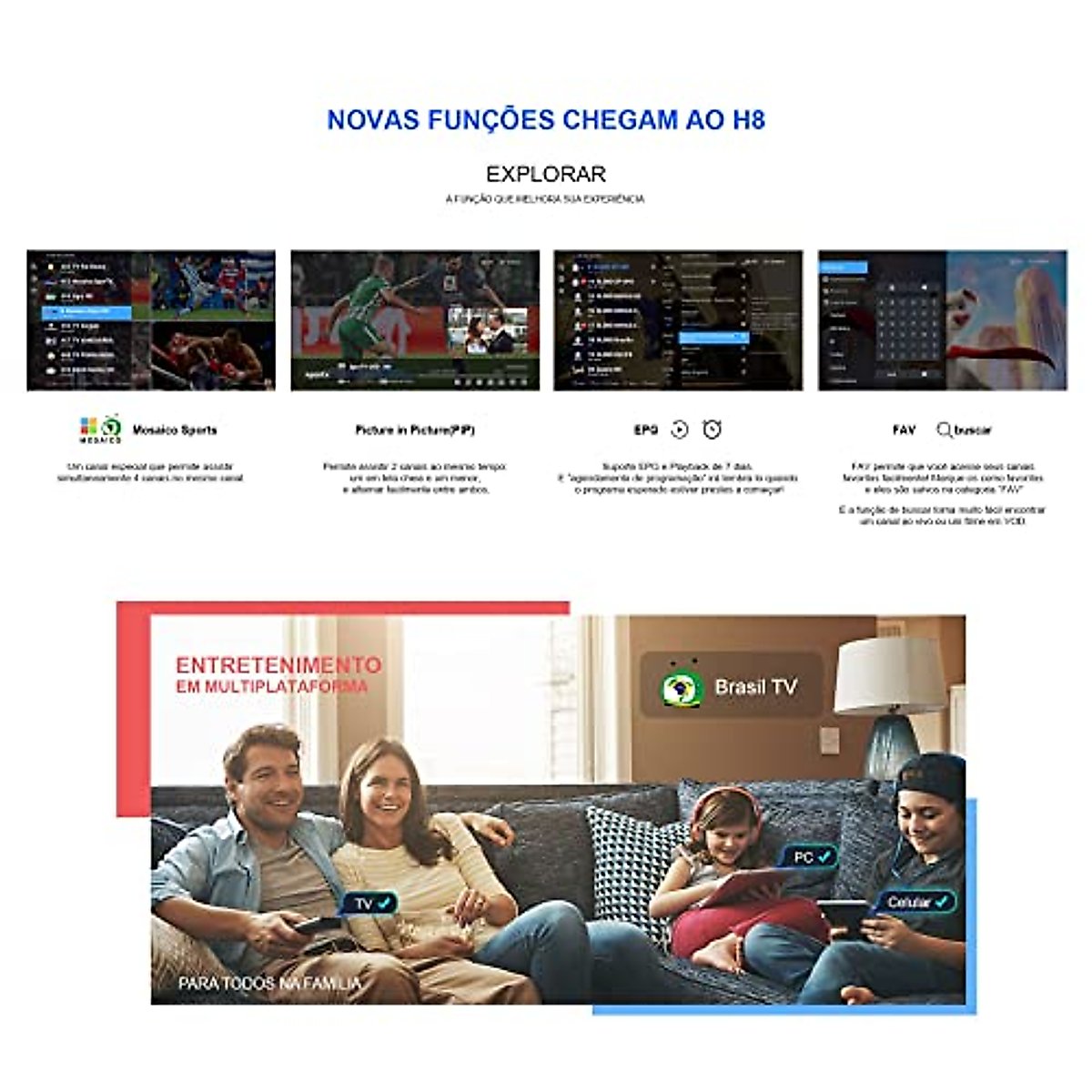 BETTER TV,BETTER LIFE! 2023 Newest H8 HTV8, HTV 7 Updated Box IPTV Brazil More Videos 8K HDR Image Android 9 HDMI 2.0 LAN Multi-Media