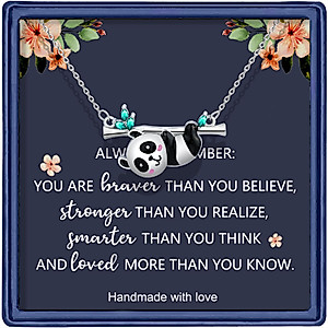 Haoze Panda Gifts Women Cute Panda Necklace Panda Jewelry for Animal Lovers Christmas Graduation Birthday Gift for Panda Lovers (Silver Panda Necklace)