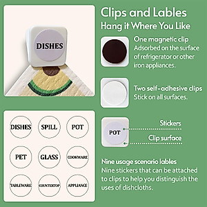 Eulnars 8 Pack Swedish Dishcloths for Kitchen, Swedish Dish Towels with Clips, Non-Scratch Reusable Paper Towels, Super Absorbent Cellulose Sponge Cloths, Biodegradable, Dishwasher Safe, No Odor