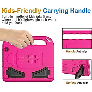 BMOUO 2021 All-New 10 Tablet 2021 Case - with Screen Protector, Shockproof Lightweight Kid-Proof Cover Handle Kids Case for All-New 10 inch Tablet(Only Fit 11th Generation, 2022 Release) - Rose