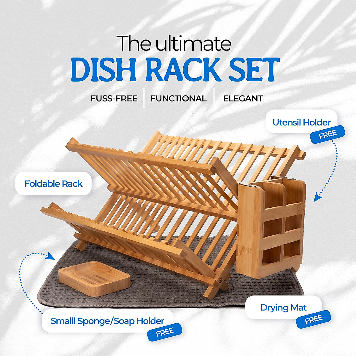 Kitchen Dish Drying Rack for Kitchen Counter - Bamboo Dish Drying Rack - Wooden Collapsible Dish Drying Rack Dishes Drying Rack Kitchen - 2 Tier Dish Drying Rack Small - Dish Strainer - Dishrack