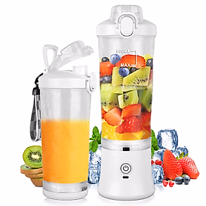 Portable Blender 20oz Large Capacity, 6 Blades Mini Blender for Shakes and Smoothies, BPA Free Personal Blender with Rechargeable USB, Fresh Juice Blender for On the Go, White