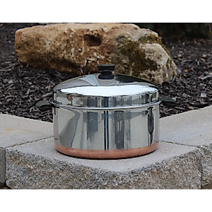 Revere Ware Pre-'68 Double Ring 6 Quart Stainless Steel Copper Bottom Stockpot with Dome Lid
