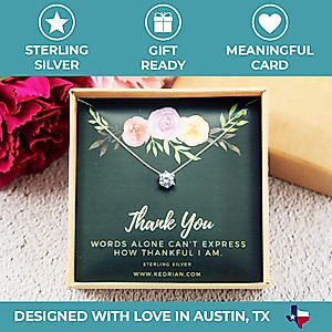 KEDRIAN Thank You Necklace, 925 Sterling Silver, Perfect Thank You Gifts for Women Friends, Employee Appreciation Gifts for Women, Teacher Appreciation Gifts For Coworkers, Thank You Gift For Women