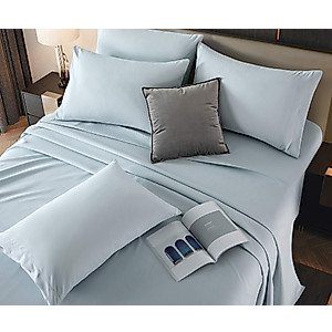 SiinvdaBZX 1800 Thread Count Microfiber Pillowcases Queen Size Set of 4 - Envelope Closure Pillow Cases - Ultra Soft Easy Care (Baby Blue)