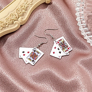 GBAHFY Poker Irregular Women Drop Earring Playing Card Resin Girl Casual Ear Jewelry Party Hip Hop Jewellery (Poker Irregular Earring-White), Black