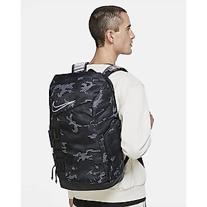 Nike Elite Pro Printed Basketball Backpack (32L) (Black/Black/White, One Size)