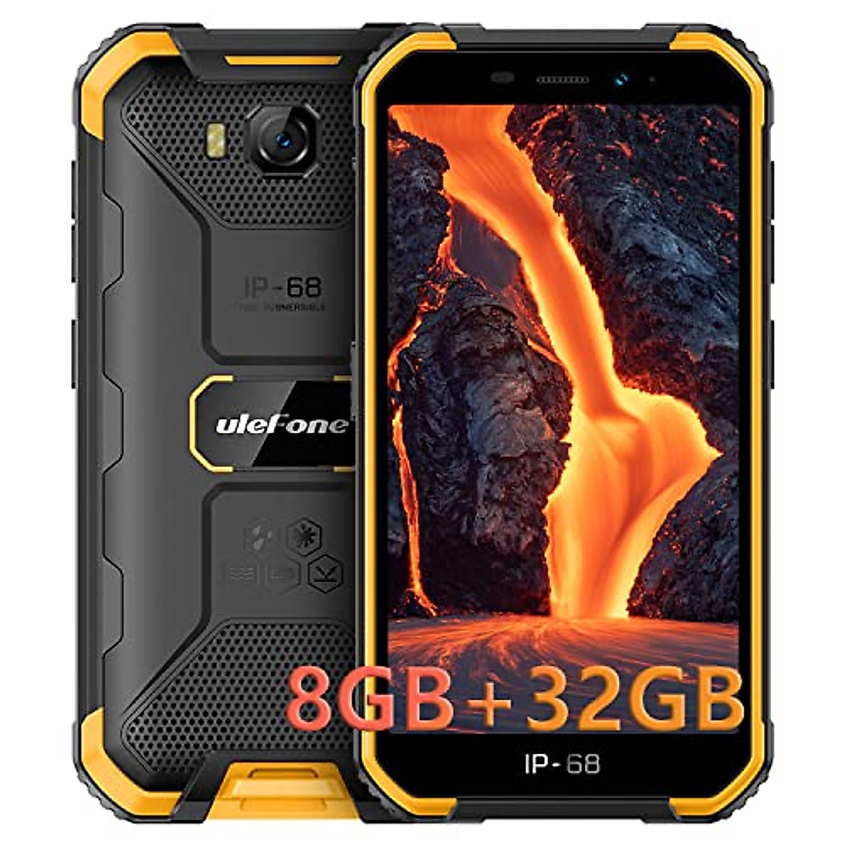 Ulefone Armor X6 Pro (2022 New) Rugged Smartphone, Lasted Android 12 Unlocked Rugged Phone, 8GB 32GB 128GB Extension 4000mAh 5.0 inch 13MP + 5MP IP68, 4G Dual SIM Phones Unlocked, NFC OTG - Orange