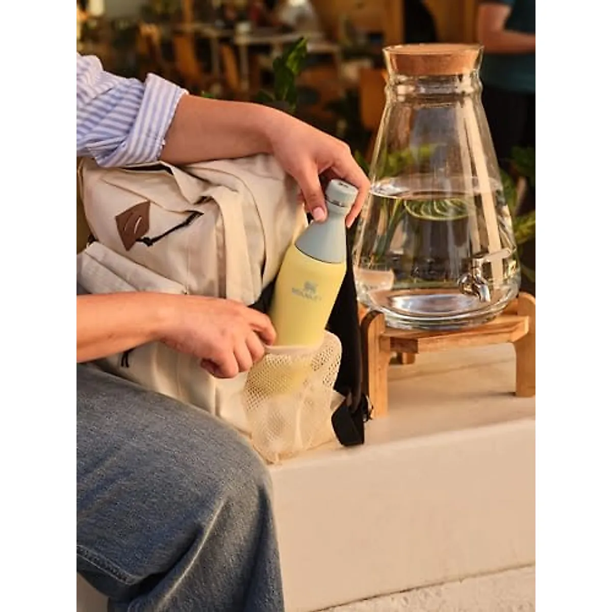 Stanley All Day Slim Bottle 20 oz | Leakproof Twist on Lid | Slim Design for Travel and Gym | Insulated Stainless Steel Water Bottle | BPA-Free | Azure