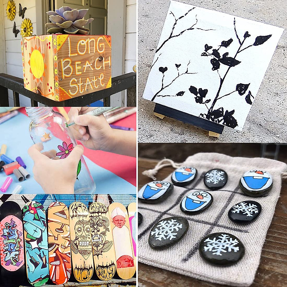 TFIVE White Paint Marker Paint Pens - 2 Pack Acrylic Permanent Marker, 2-3mm Medium Tip, Paint Pen for Art Projects, Drawing, Rock Painting, Ceramic, Glass, Wood, Plastic, Metal, Canvas DIY Crafts