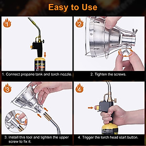 OGERY Cooking Torch Attachment, Pro Grade Chef Kitchen Food Culinary Propane Torch Flamethrower, Outdoor Searing Blow Torch Handheld Broiler for Sous Vide Grilling, Desserts(Torch Not Included)