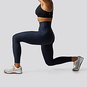 Born Primitive Paragon Leggings – Textured TIK Tok Leggings for Women – High Waisted Gym, Running, Workout or Yoga Pants – Form Fitting Full Length Sport Leggings - Navy Blue, Medium