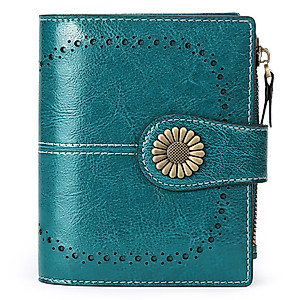 SENDEFN Small Womens Wallet Leather Bifold Card Holder RFID Blocking with Zipper Coin Pocket