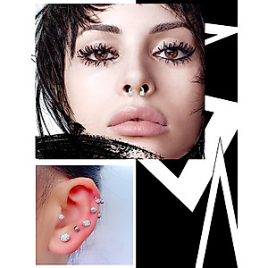 Ocptiy 16G Septum Ring Piercing Jewelry for Women 16 Gauge Stainless Surgical Steel Horseshoe Septum Nose Eyebrow Lip Ring Helix Tragus Cartilage Daith Rook Earring Hoop Piercin Jewelry Men Women 8mm