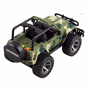 WolVolk Off-Road Military Fighter Car Toy - Friction Powered Toy Vehicle with Fun Lights & Sounds - 2 Doors Open - Great Gift for All Occasions for Kids Boys & Girl