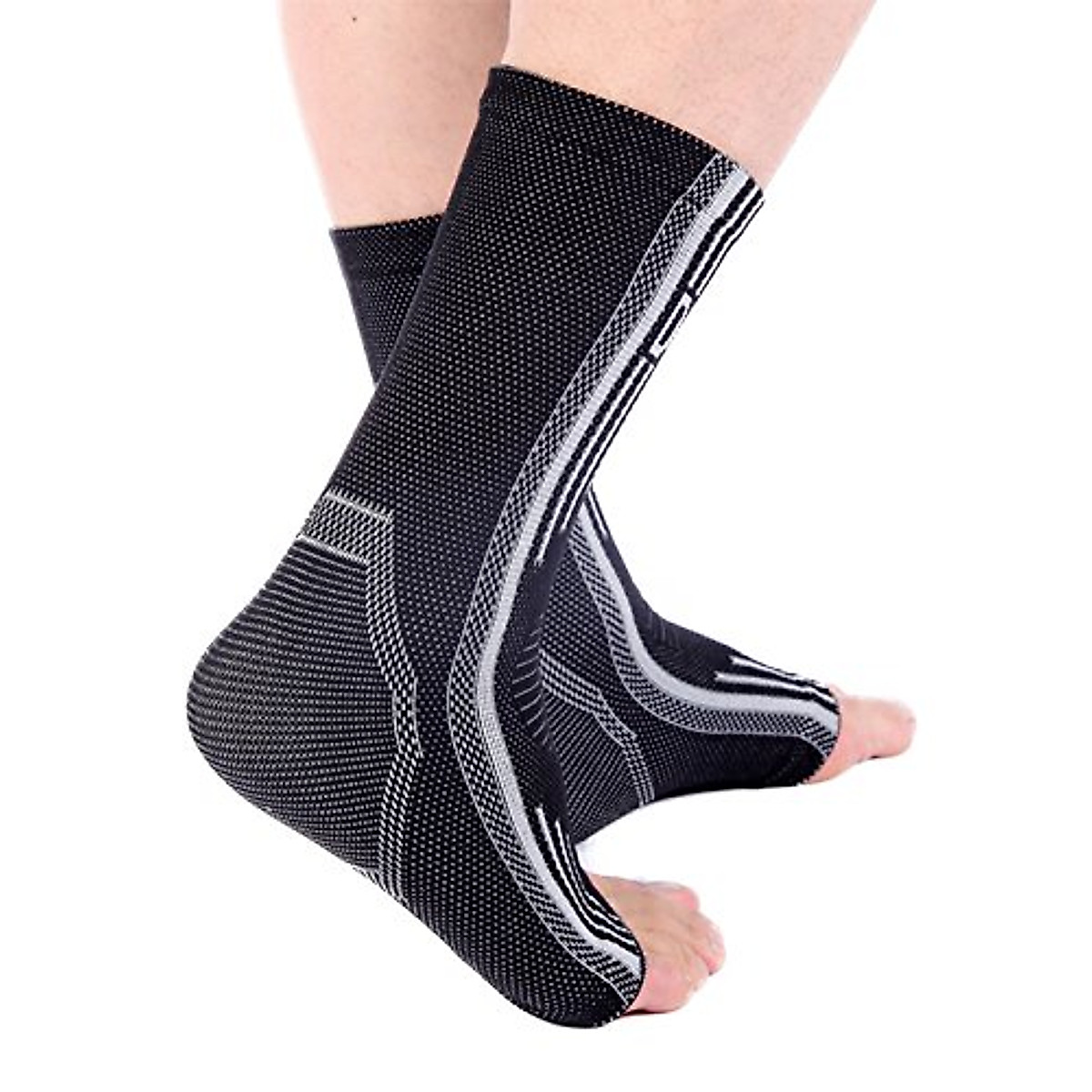 Doc Miller - Ankle Brace for Sprained Ankles, Achilles Tendonitis, Compression Support Sleeves for Women & Men, Best Brace for Pain Relief, Stability & Plantar Fasciitis Sock, 1 Pair, Gray, X-Large