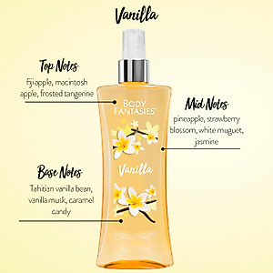 Body Fantasies Fragrance Body Spray, Vanilla, 8 Ounce
