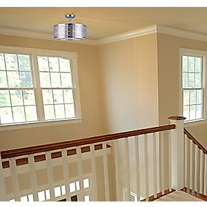 CANARM ISF543A03CH Piera 3-Light Semi-Flush Mount with Crystal, Chrome, 15.75 inch