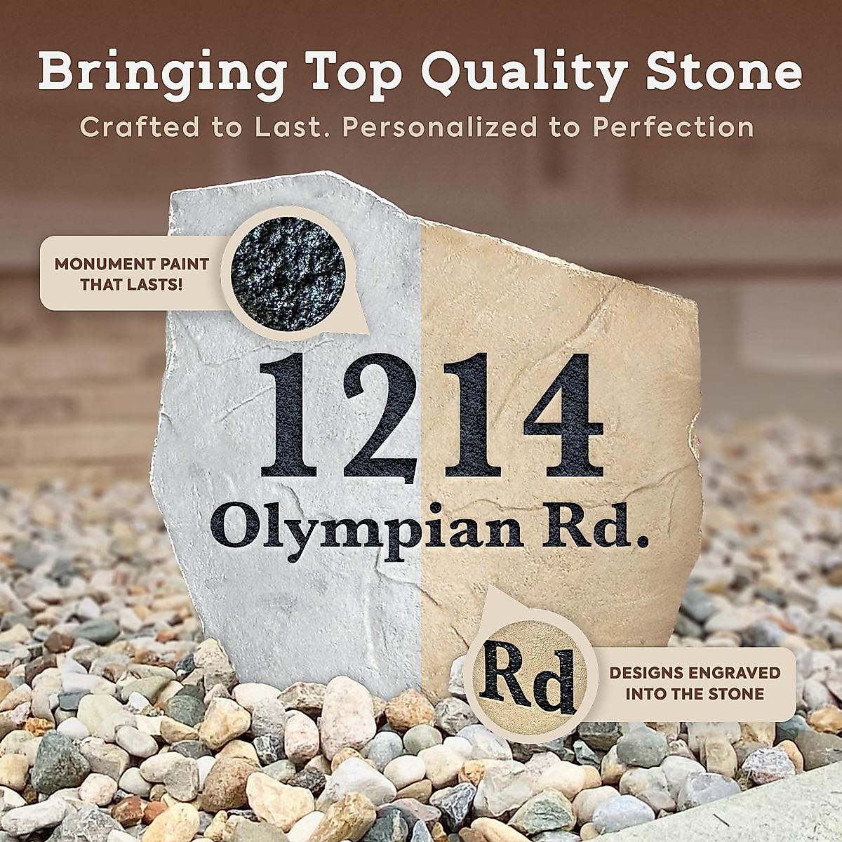 Personalized Address Stone - Address Marker - Sandstone Color - Address Marker - 15” W x 15” H