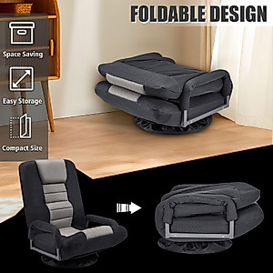 ACIPENSER Swivel Gaming Chair Multipurpose Floor Gaming Chair for Playing Video Games, TV, Reading w/Armrest Lumbar Support & 6 Adjustable Postion Backrest for Adults & Kids,Grey